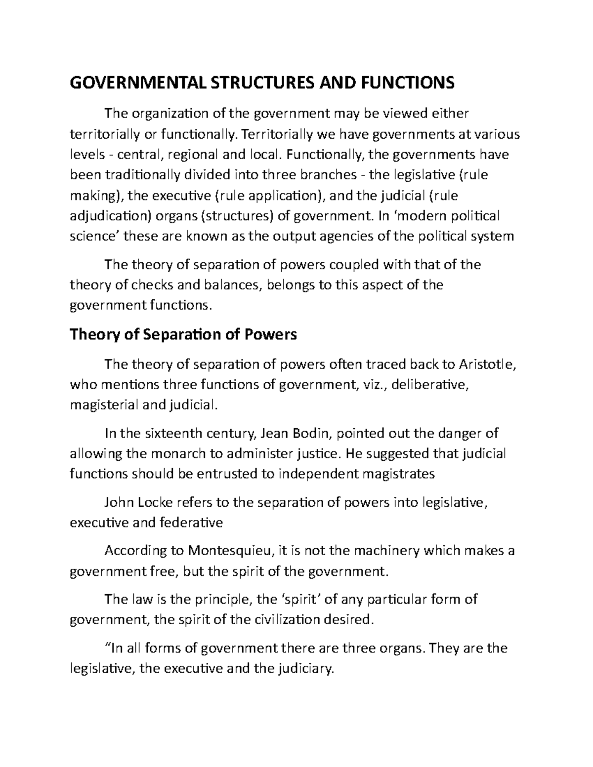 Governmental Structures and Functions - GOVERNMENTAL STRUCTURES AND ...