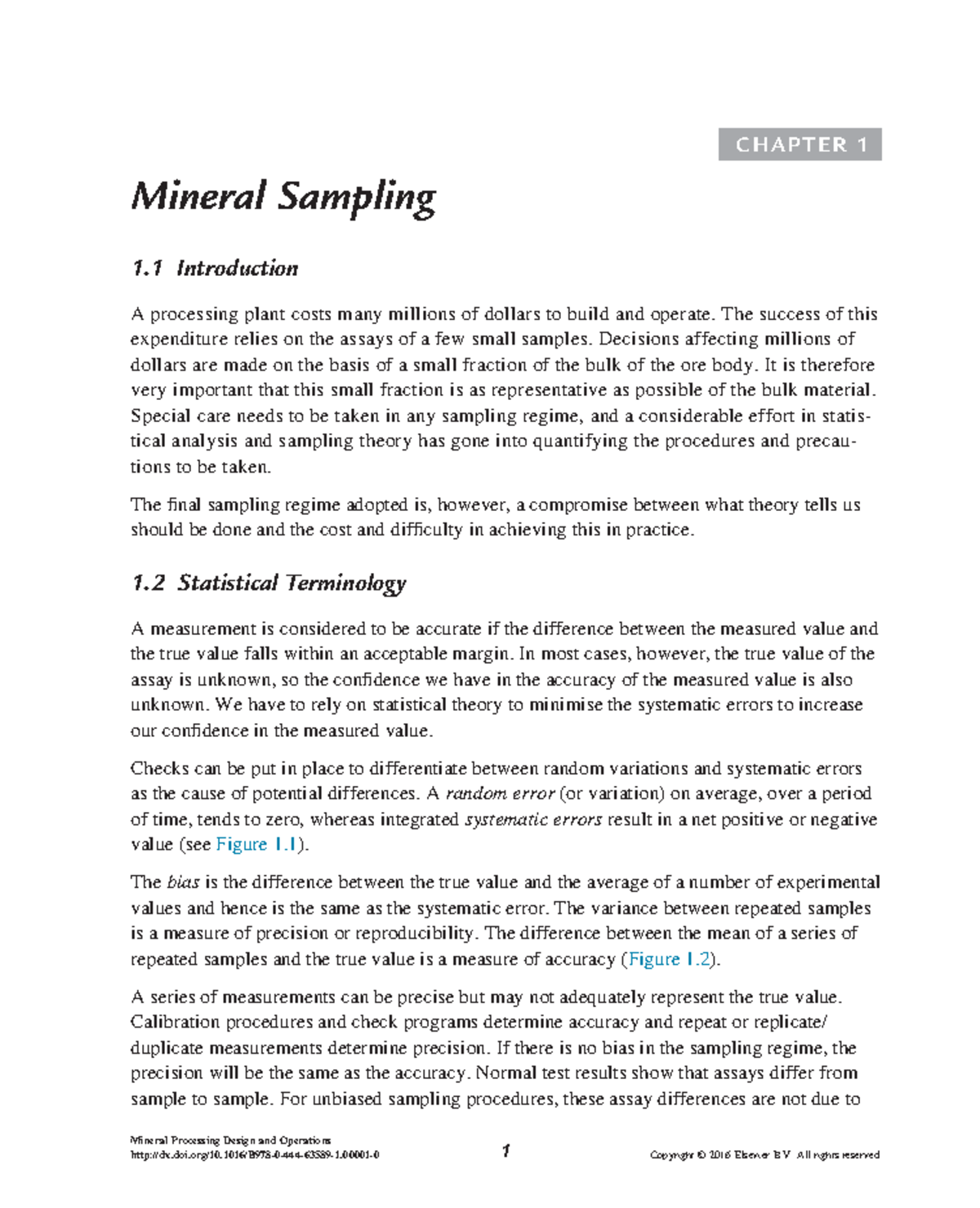 Chapter 1 - Mining - 1 Mineral Processing Design and Operations - Studocu