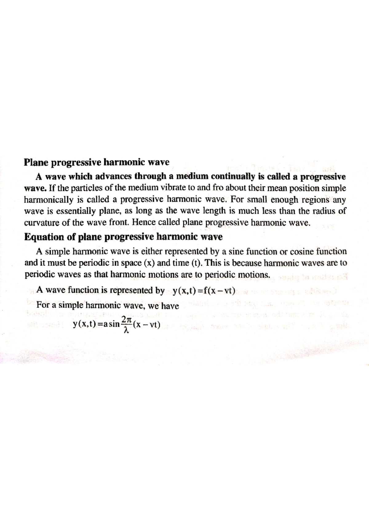 Plane progressoive harmonic wave - Bsc Physics - Studocu
