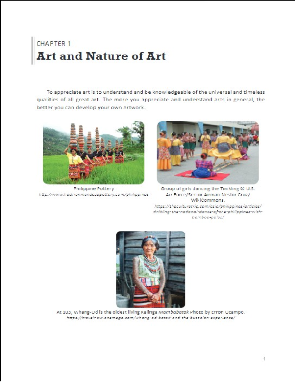 Ebook Chapter 1-4 - CHAPTER 1 Art and Nature of Art To appreciate art ...
