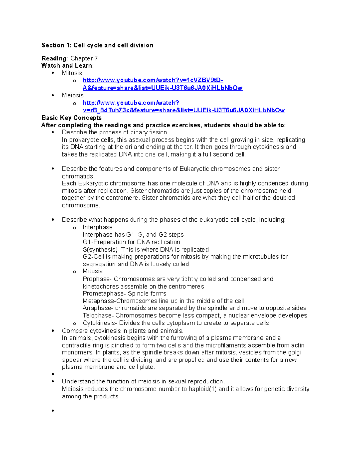 01 Cell cycle vocab and Key Concepts S14 - Section 1: Cell cycle and ...