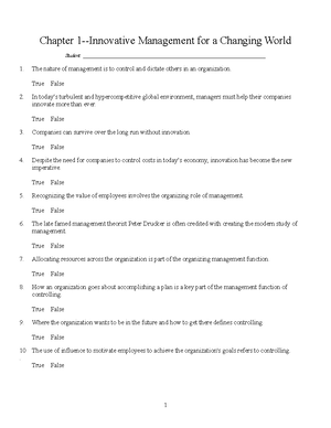 Management Chapter 10 - Chapter 10: Designing Adaptive Organizations Student: - Studocu