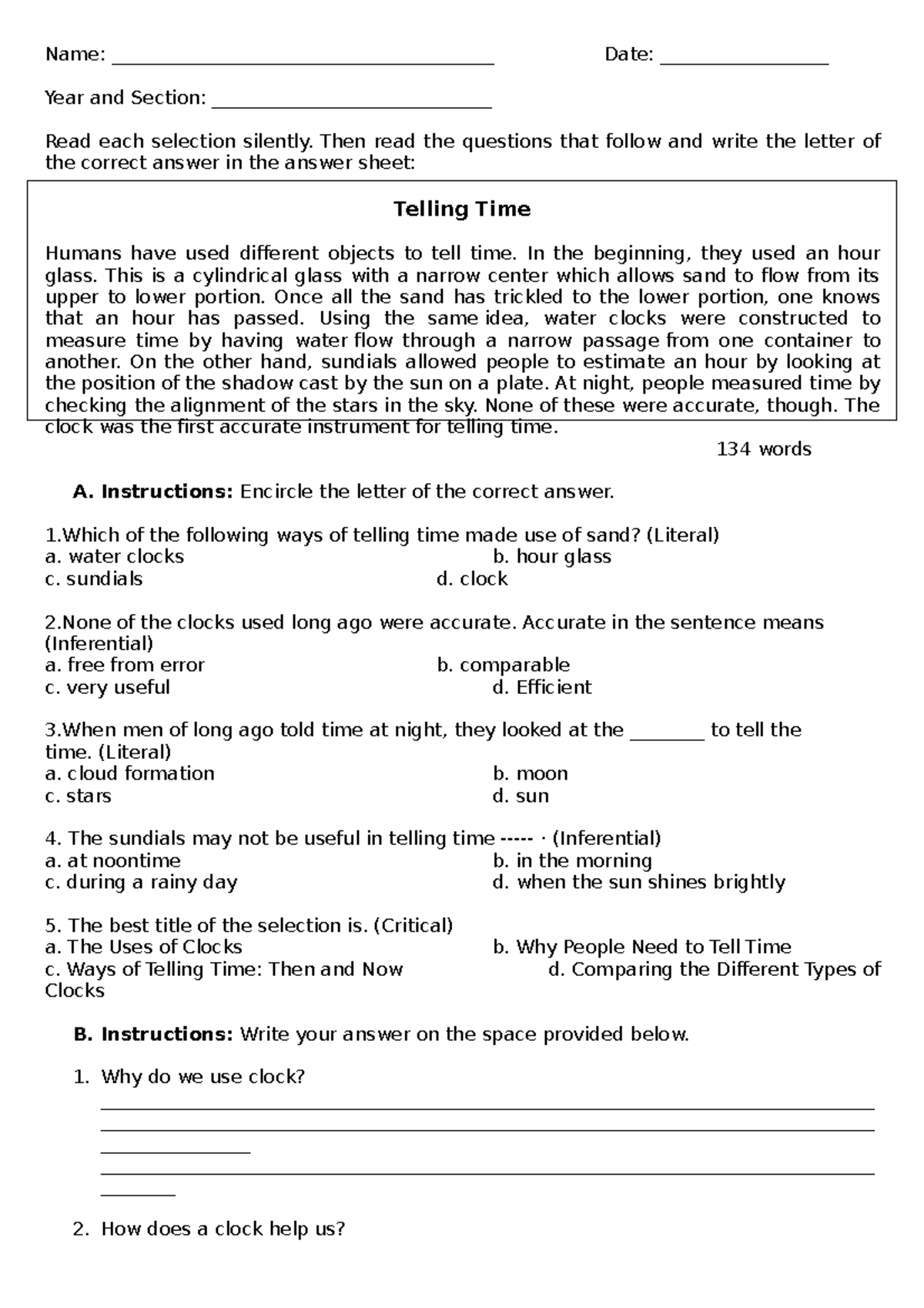 2. Telling-Time - notes - Name ...