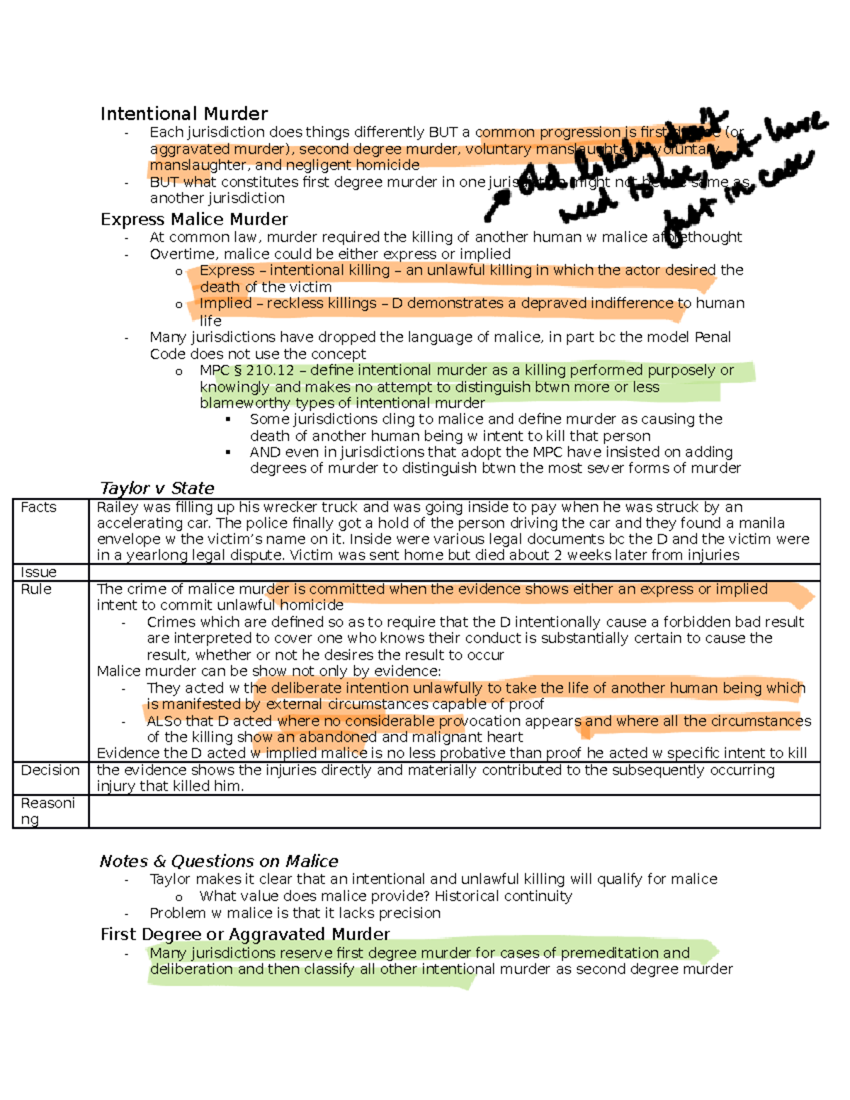 Intentional Murder - Summary of Concept - Intentional Murder Each ...