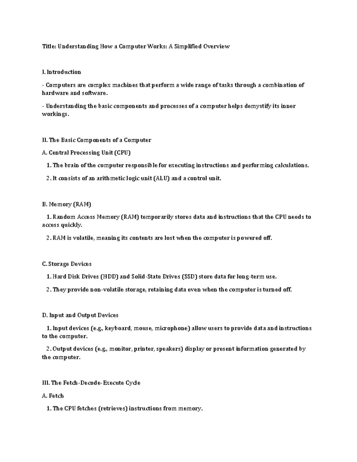 How a computer works - Title: Understanding How a Computer Works: A ...