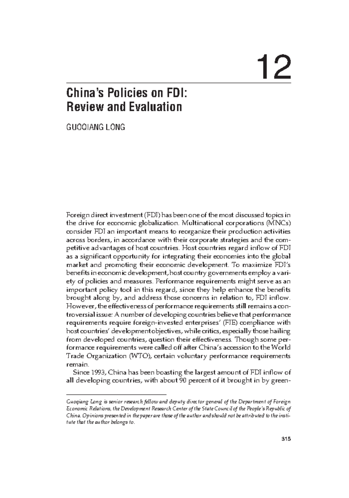 Chinese FDI Policies - 15PLAC140 - SOAS University of London - Studocu