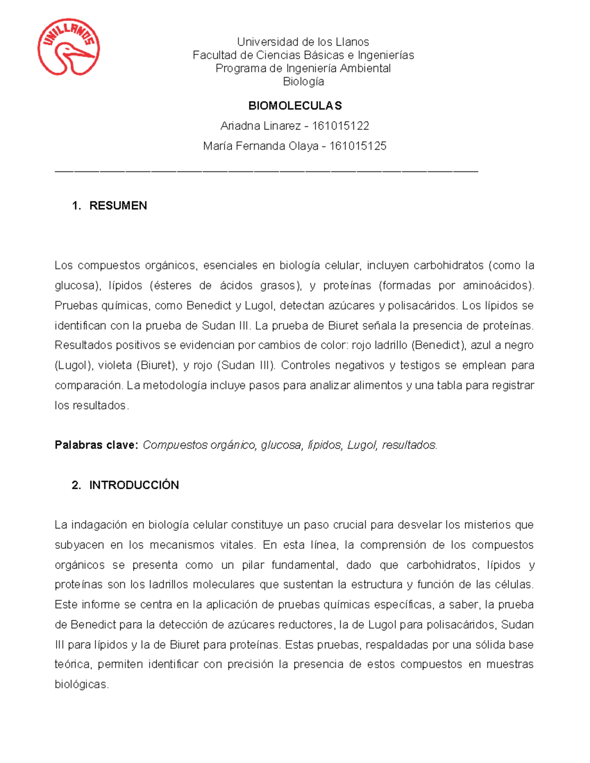 Informe N°2 - practica - Universidad de los Llanos Facultad de Ciencias Básicas e Ingenierías ...