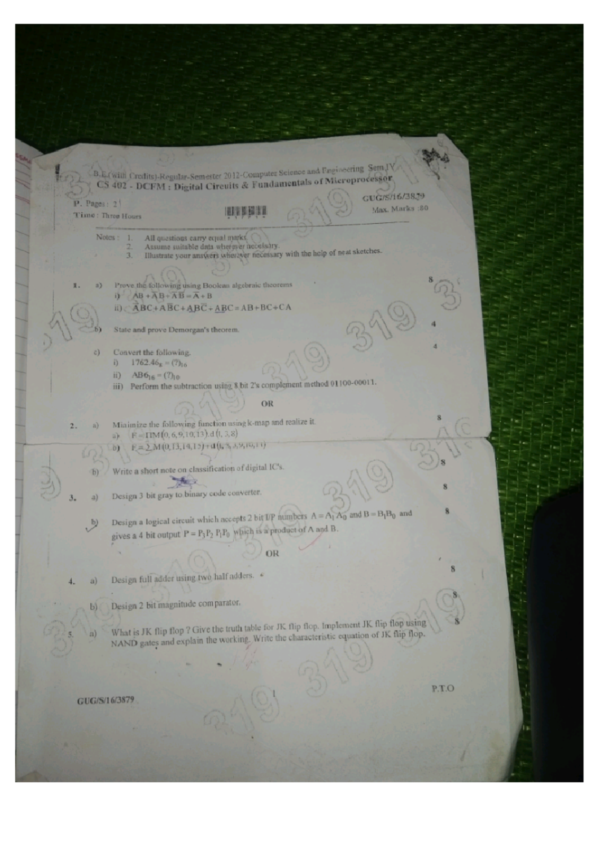 Digital electronics papers - B.(with Science and Engineering Sem IV CS ...