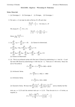 MA11001 Calculus Worksheet 7 - University of Dundee Mathematics ...