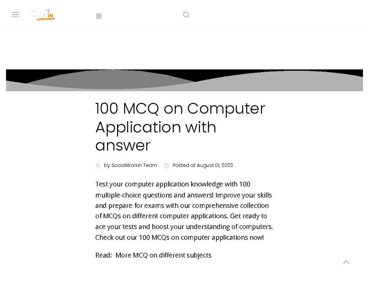 100 MCQ on Computer Application with answer - 100 MCQ on Computer ...