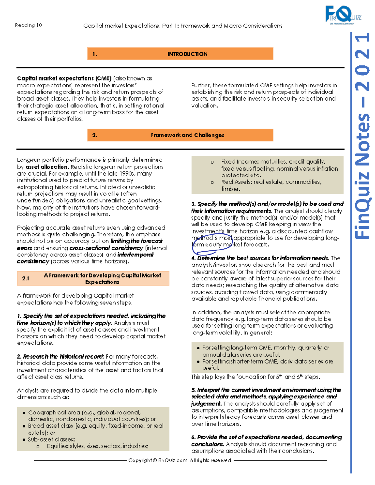 Fin Quiz - Curriculum Note, Study Session 4, Reading 10 - Reading 10 ...