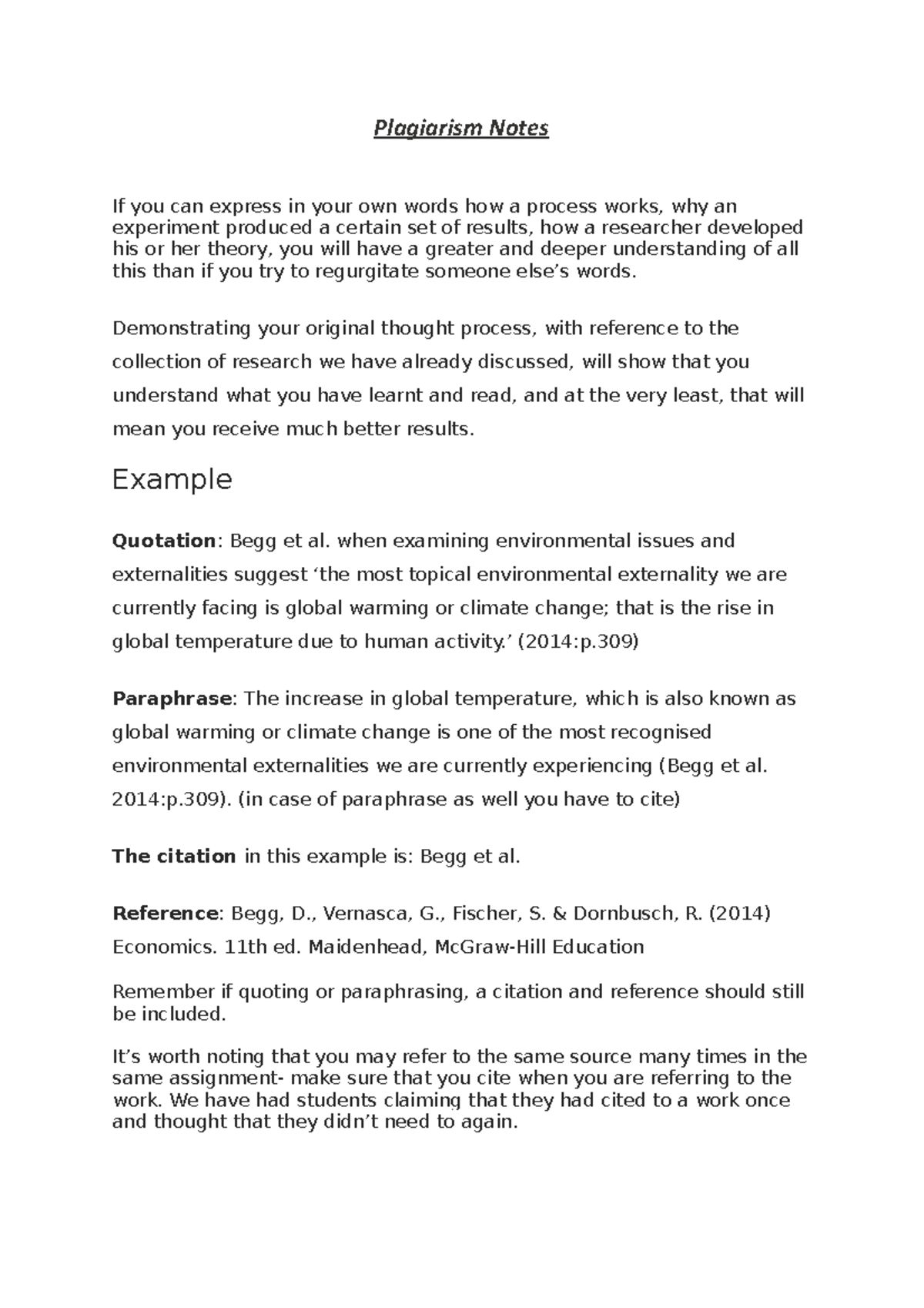 Plagiarism Notes - Demonstrating your original thought process, with ...