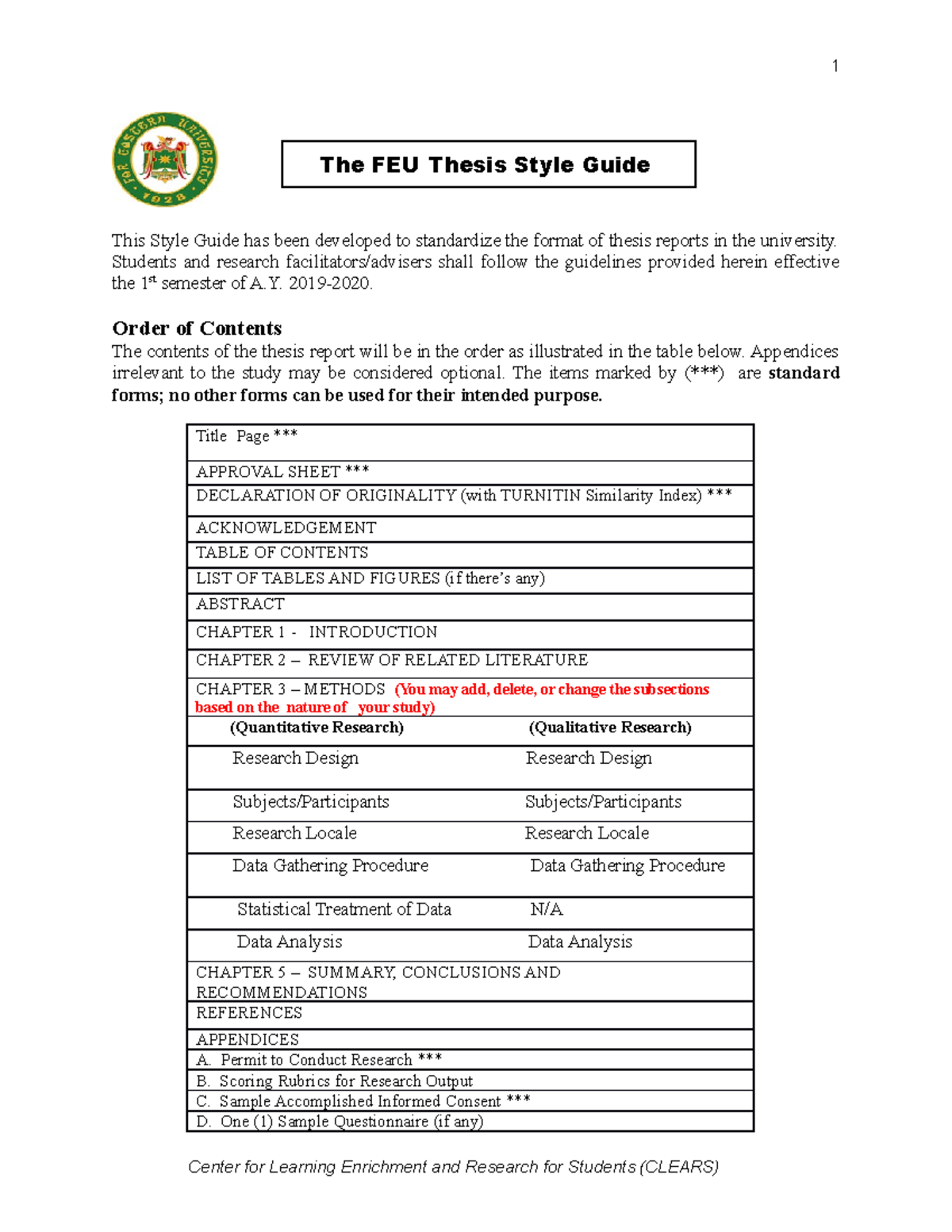 FEU-Thesis-Style-Guide Revised-November-15-2019 - This Style Guide has ...
