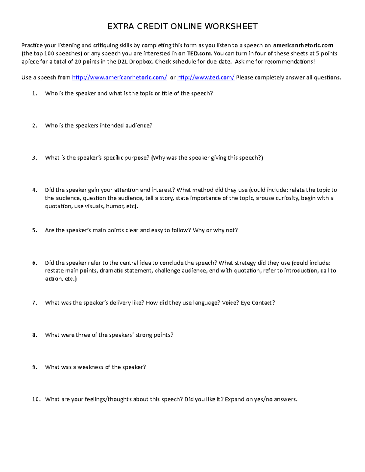 Extra Credit Ted and AR-2 - EXTRA CREDIT ONLINE WORKSHEET Pracice your ...