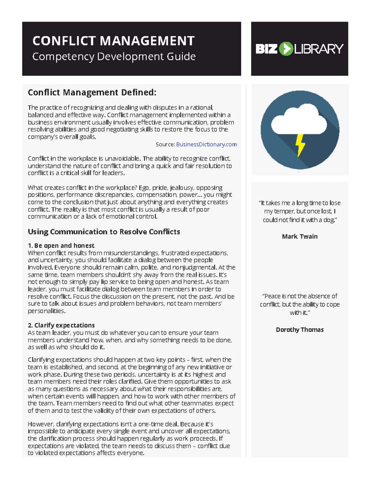 Competency Guide Conflict Management - CONFLICT MANAGEMENT Competency Development Guide Conflict ...