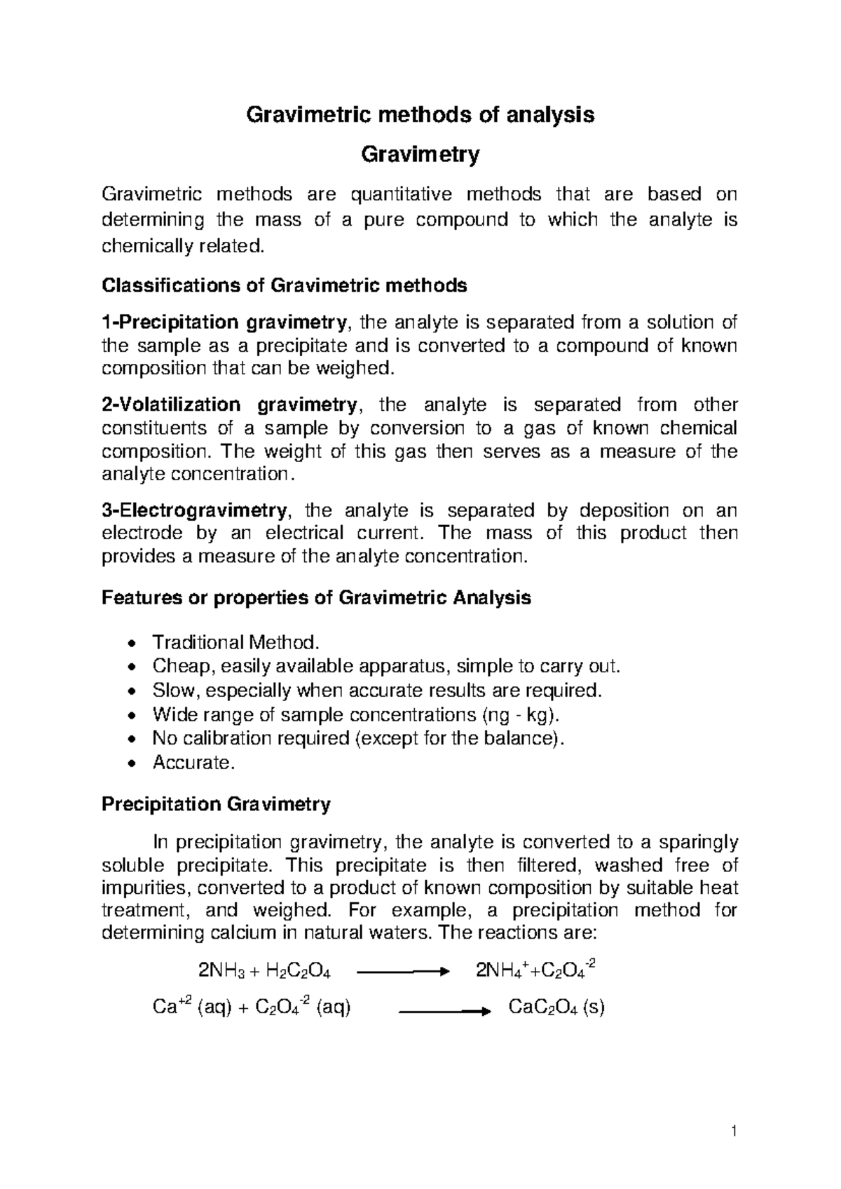 Gravimetric analysis - Education units - Gravimetric methods of analysis Gravimetry Gravimetric ...