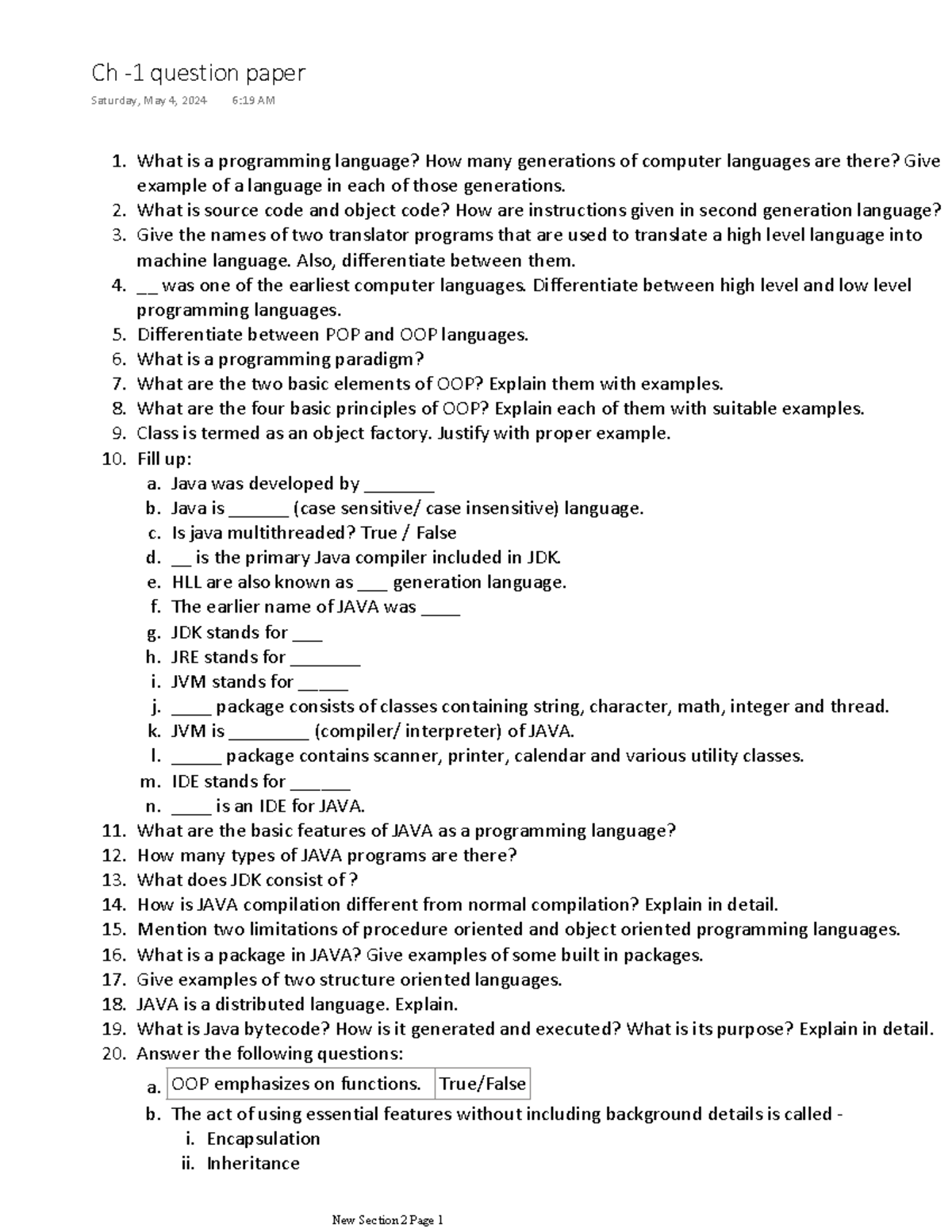 Java Imp Questions What Is A Programming Language How Many Generations Of Computer Languages
