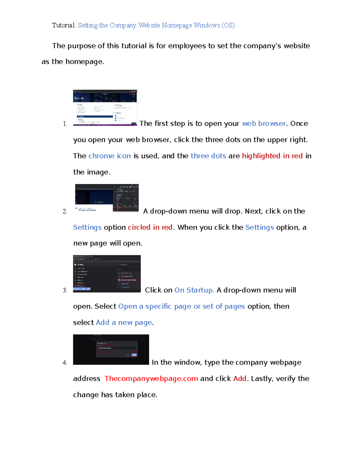 Tutorial Setting the Company Website Homepage Windows (OS) - The first ...