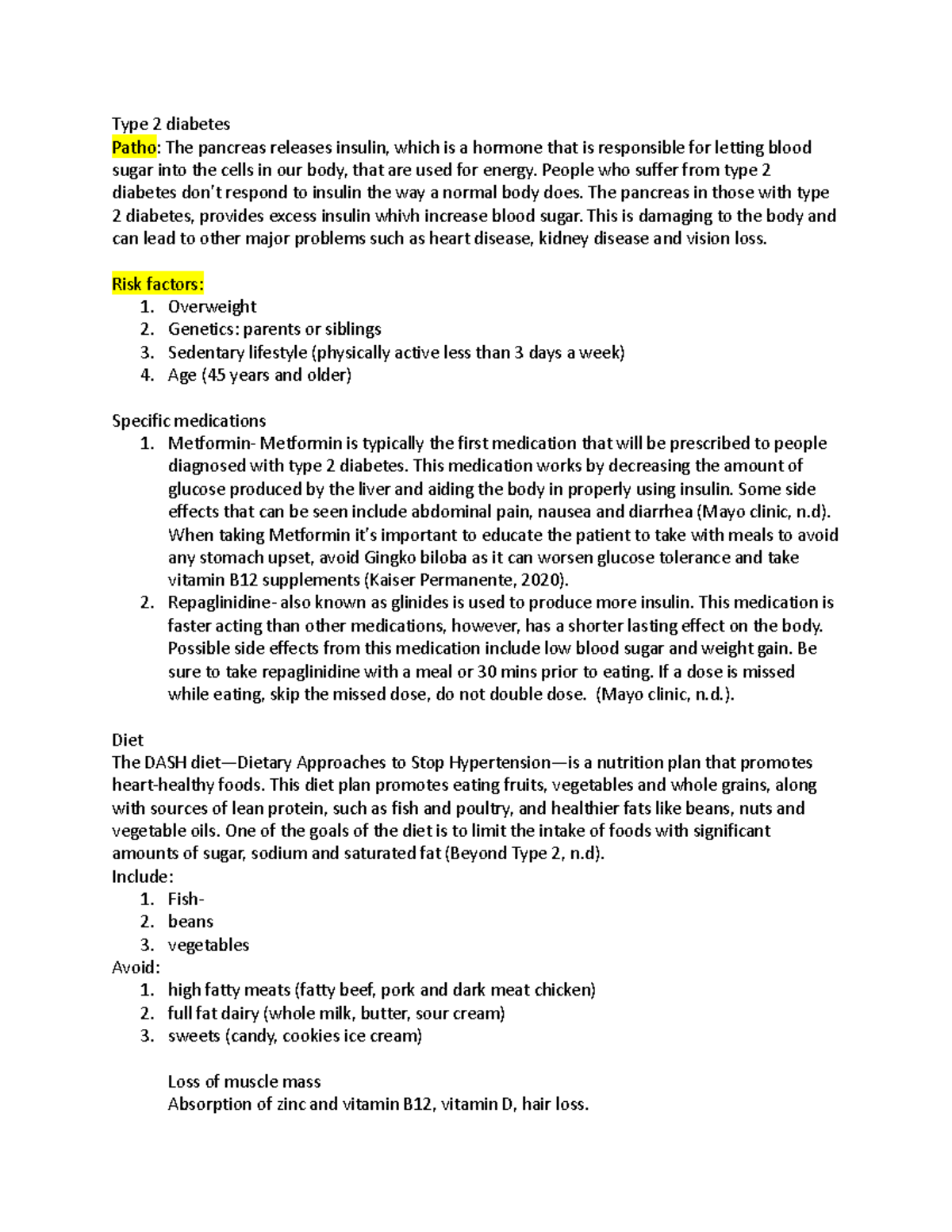 Nutrition Project - Type 2 diabetes Patho: The pancreas releases ...