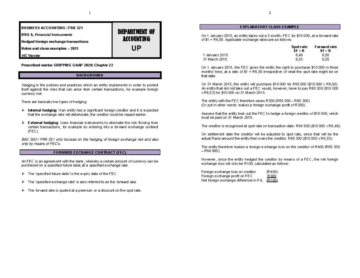 IFRS 9 Notes and examples 2021 - BUSINESS ACCOUNTING / FRK 321 IFRS 9 ...
