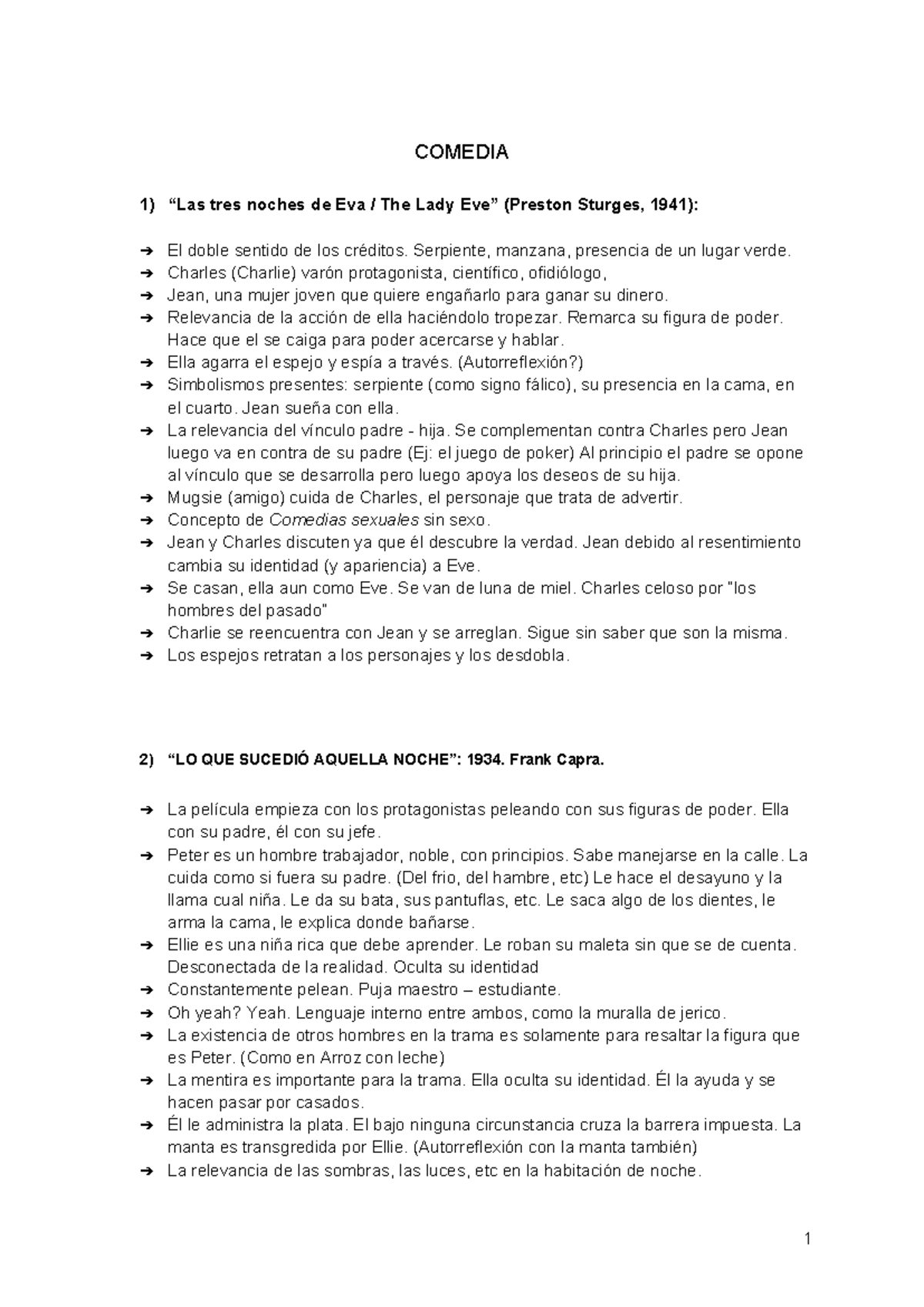 Generos II Peliculas - Profesora Staude. - COMEDIA 1) “Las tres noches ...