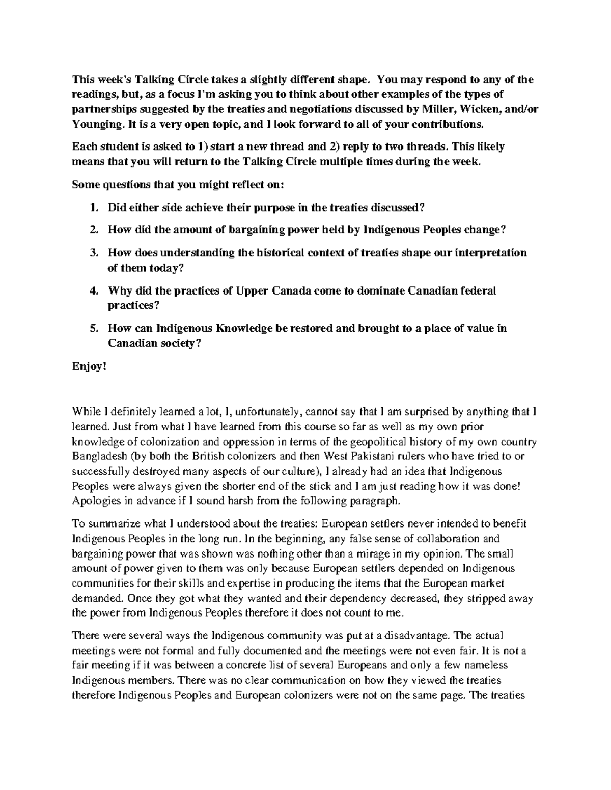 Week 4 talking circle arch 1005 - This week's Talking Circle takes a ...