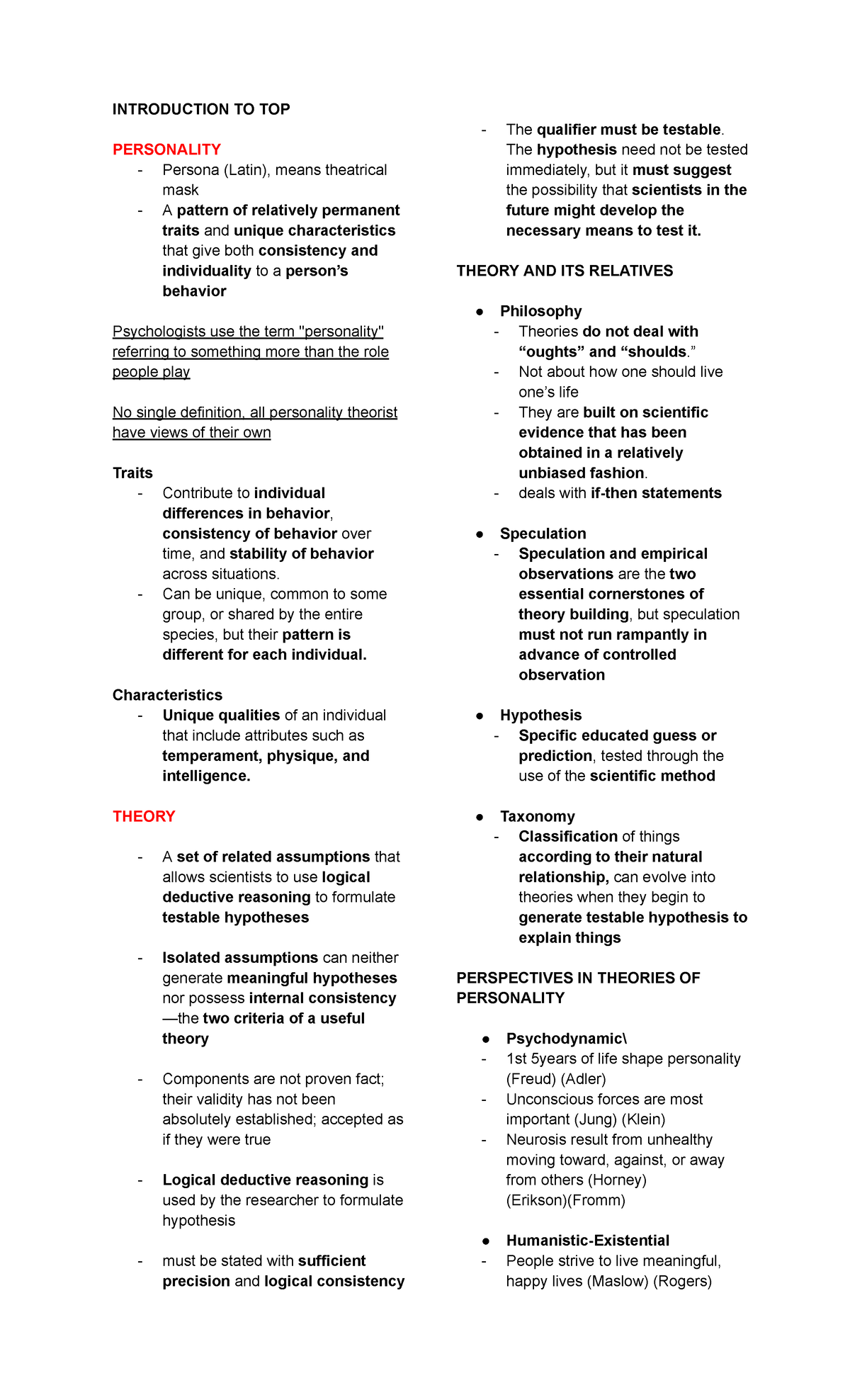 Reviewer-1 - Reviewer notes - INTRODUCTION TO TOP PERSONALITY Persona ...