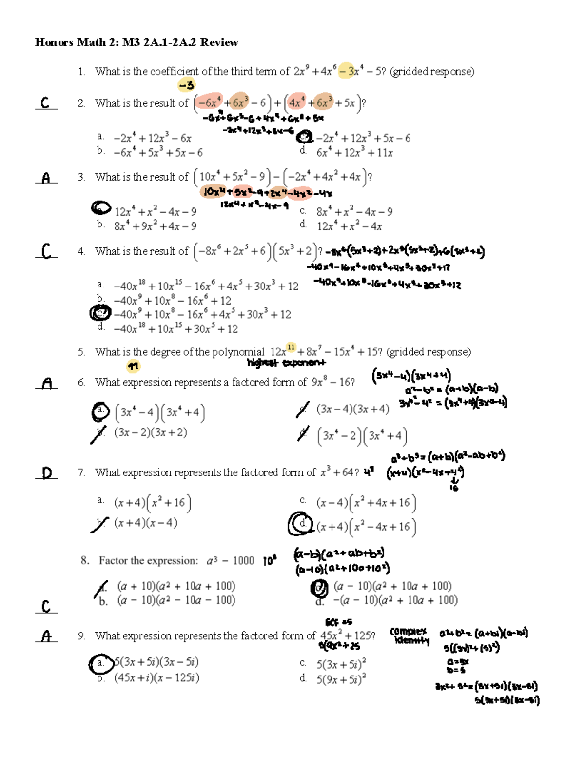 2A.1-2A.2 Parallel Review - Honors Math 2: M3 2A.1-2A Review 1. What is ...