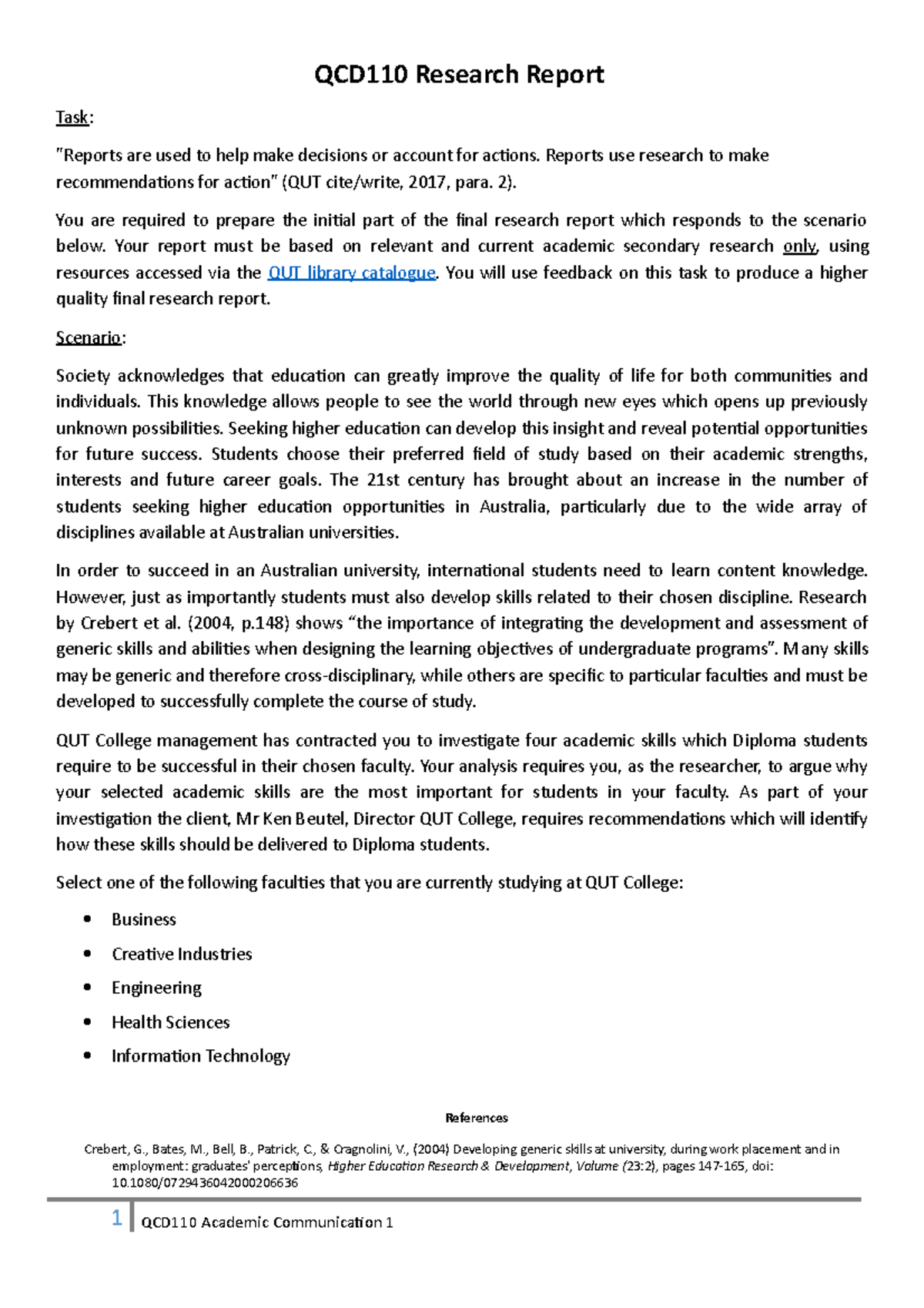 Academic Communication 3b Final report instructions - QCD110 Research ...