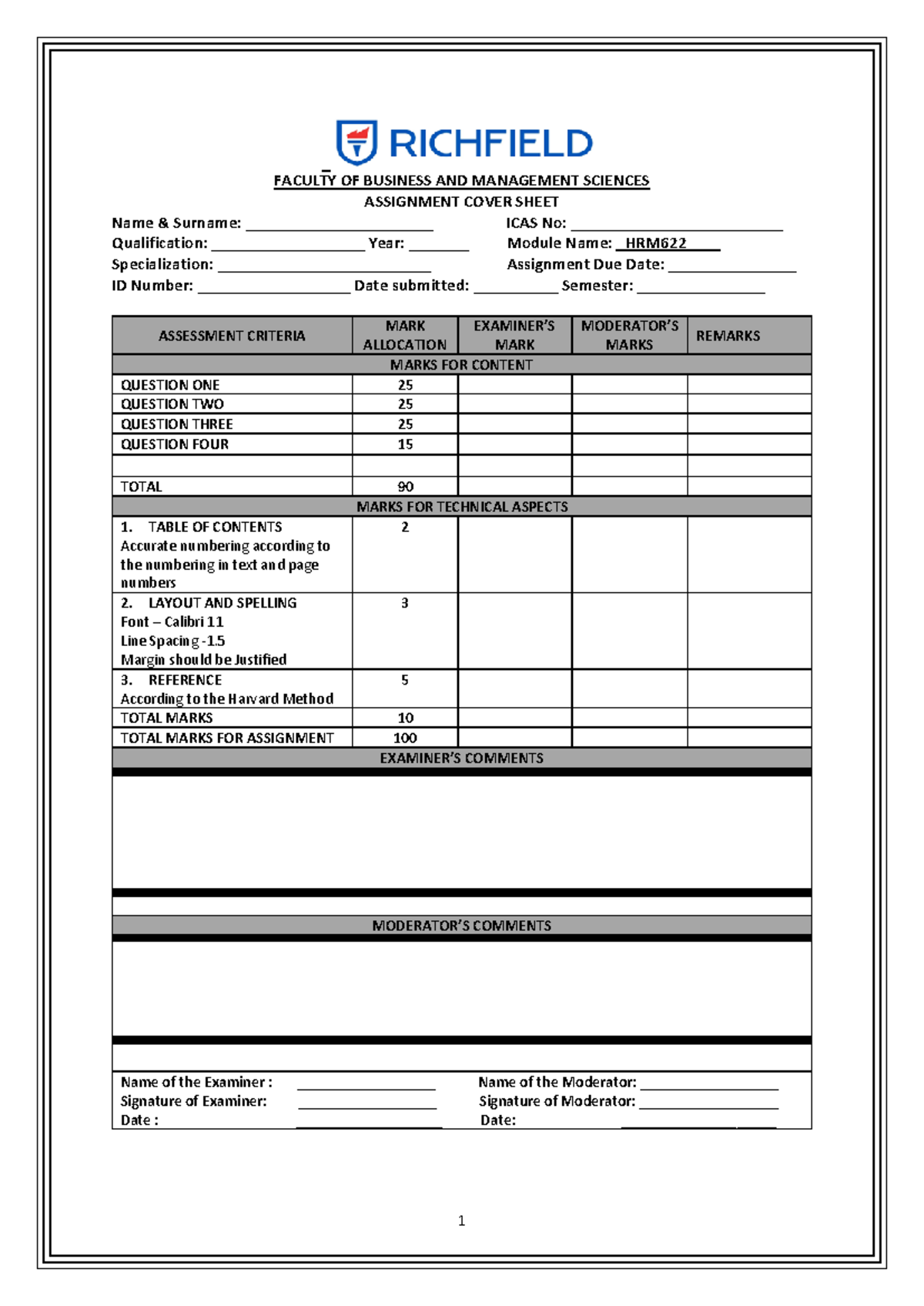 Reviewed HRM 622 - assigment practice - FACULTY OF BUSINESS AND ...