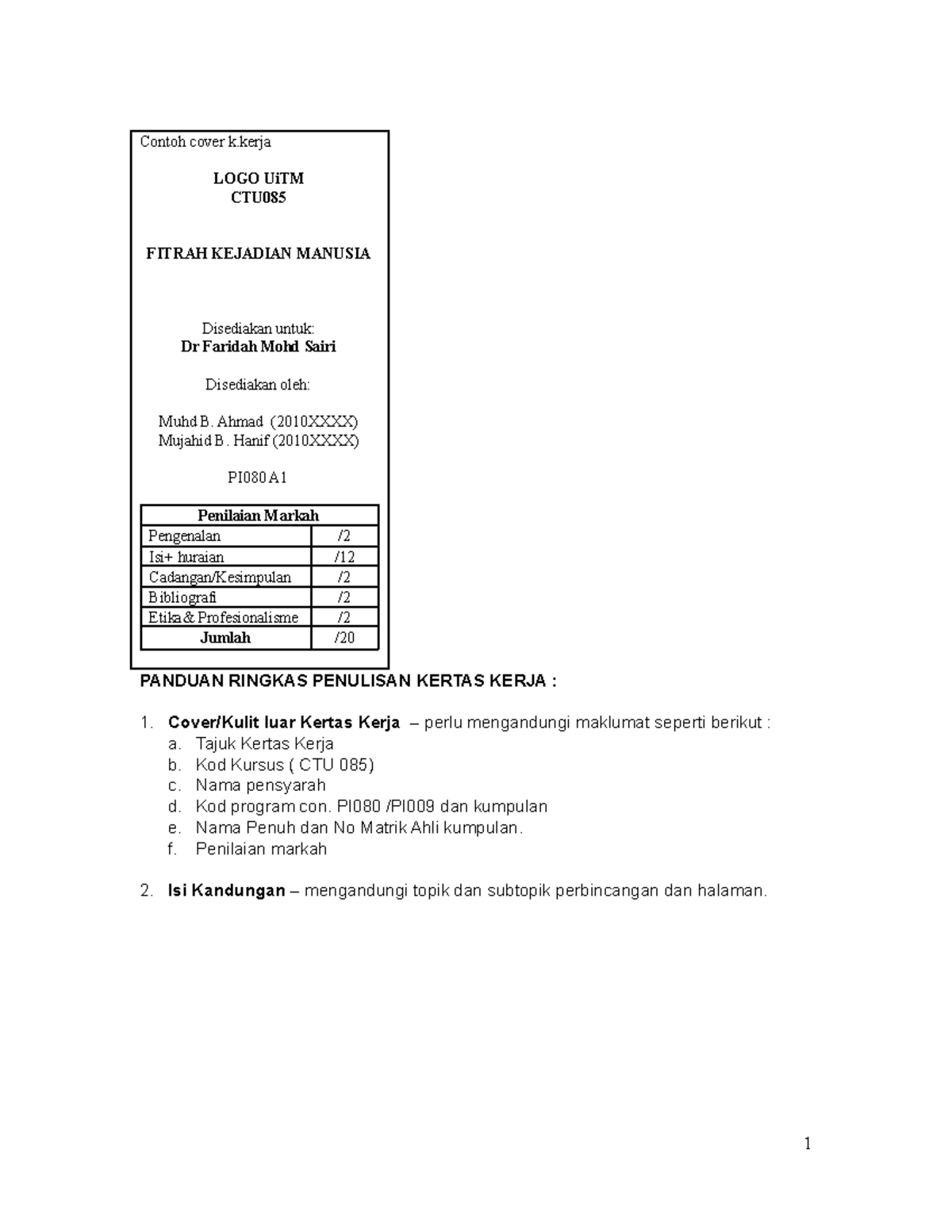 Panduan Penulisan Kertas Kerja Panduan Penulisan Kertas Kerja - Contoh ...