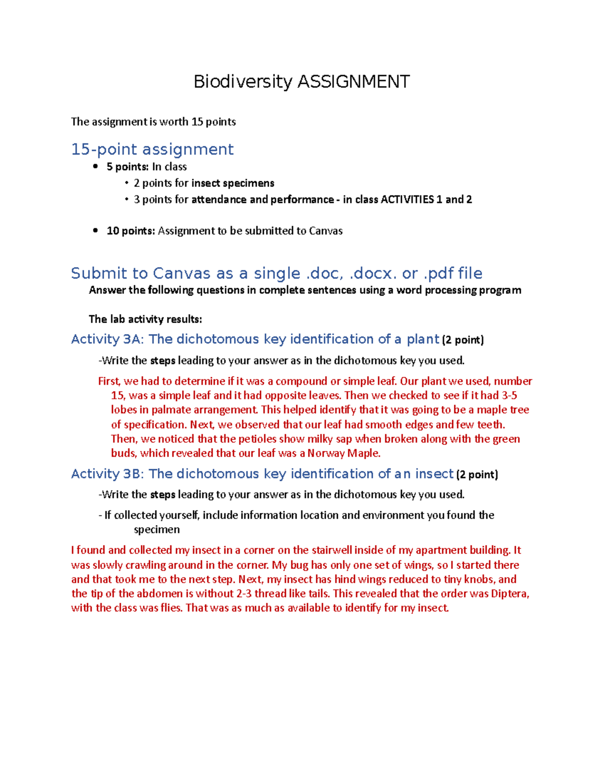F21 L04 Assignment Document - Biodiversity ASSIGNMENT The assignment is ...
