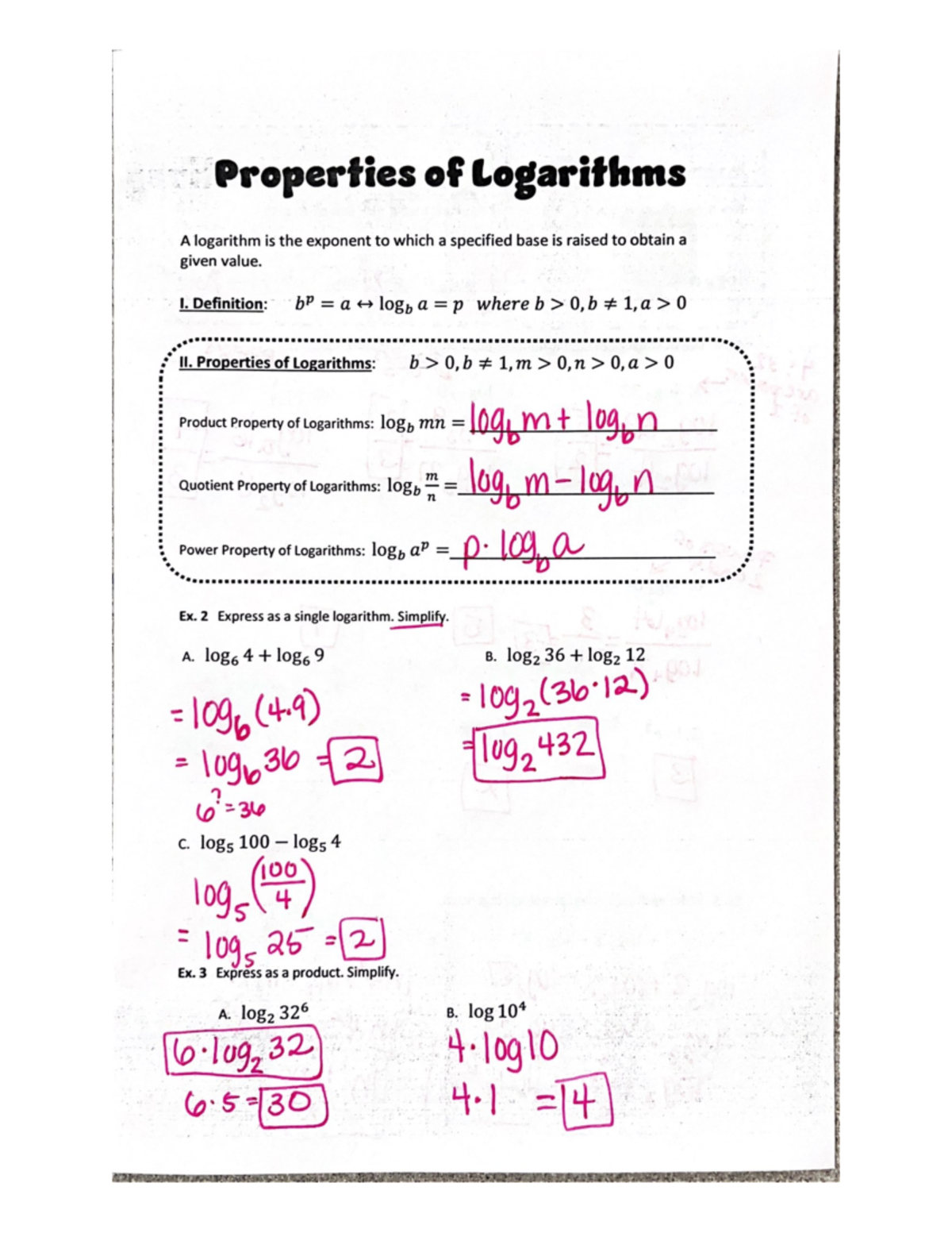 2023+Notes+Log+Properties+L - Studocu