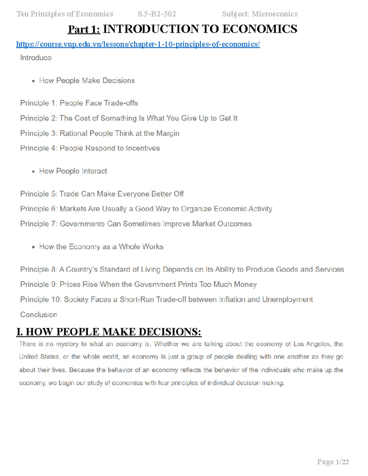 Chapter 1..Ten Principles of Economics - Part 1: INTRODUCTION TO ...