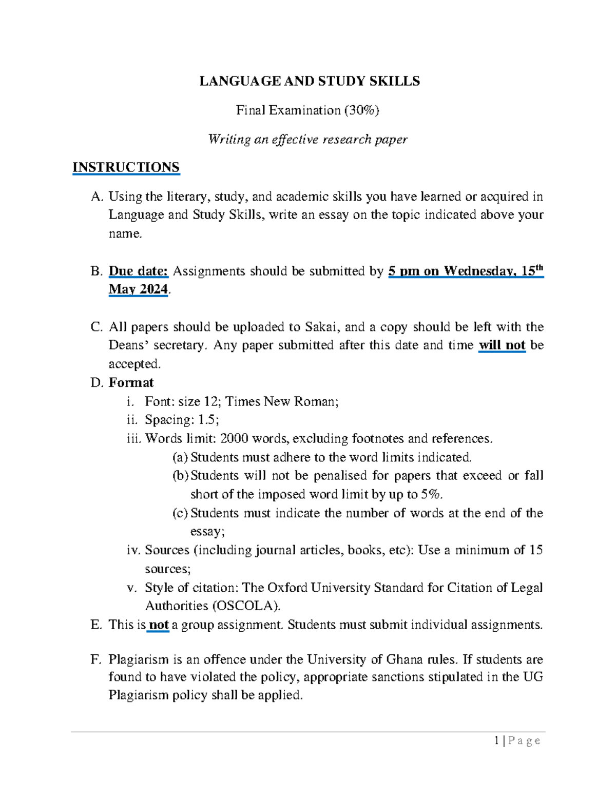 LANG AND Study Skills EXAM 2024 - LANGUAGE AND STUDY SKILLS Final ...