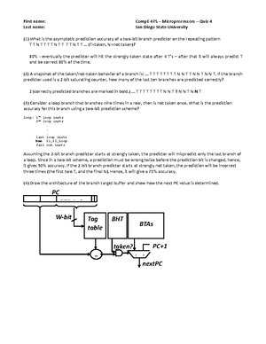 Quiz2-Comp E 475-Sol - Compe 475 Quiz 2 solutions - First name: Solution Last name: CompE 475 ...