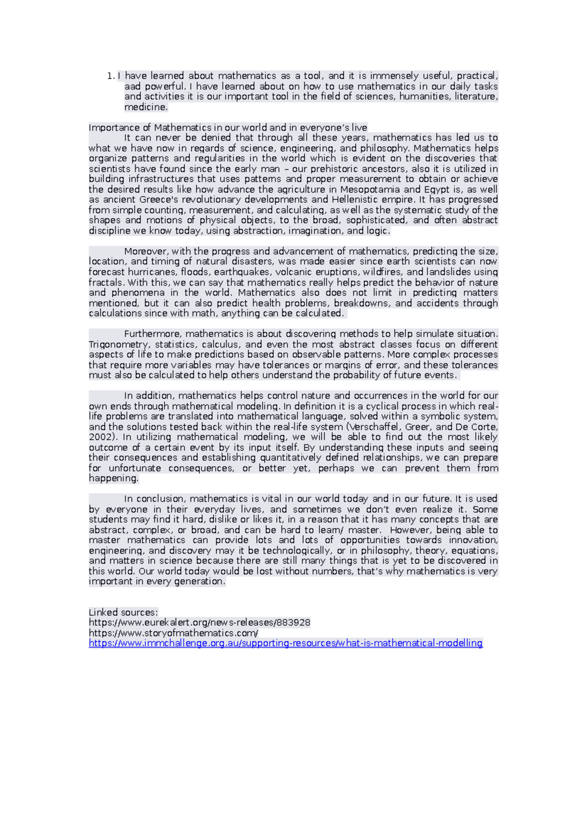 Assignment Math As A Tool I Have Learned About Mathematics As A Tool And It Is Immensely