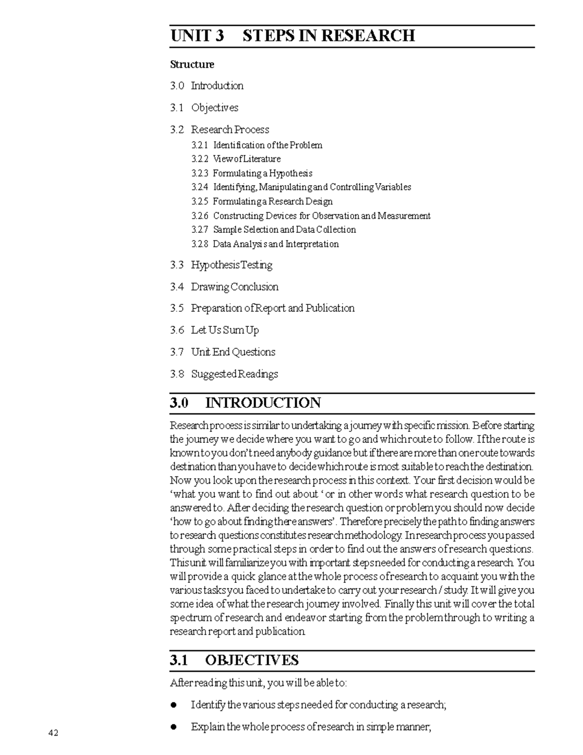 Unit-3 - UNIT 3 STEPS IN RESEARCH Structure 3 Introduction 3 Objectives ...