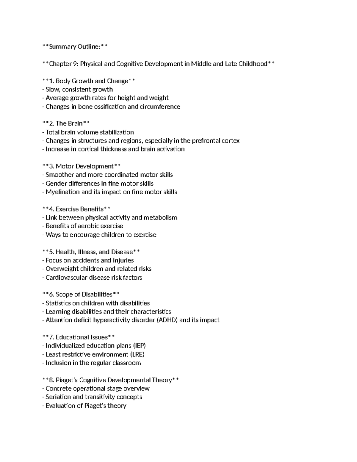 Ch 9 Summary Outline - Summary Outline: Chapter 9: Physical and ...