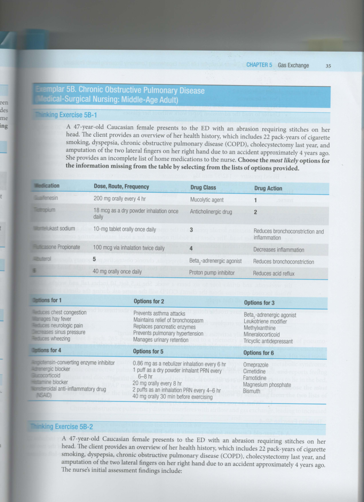 Clinical Judgement COPD 35 - CHAPTER 5 Gas Exchange 35 Exemplar 5B ...