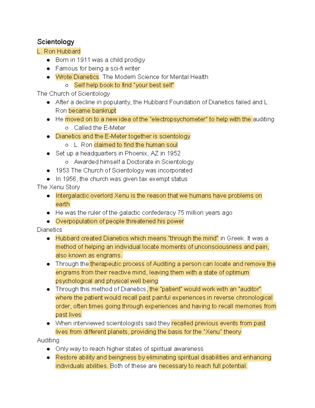 Dianetics Auditing