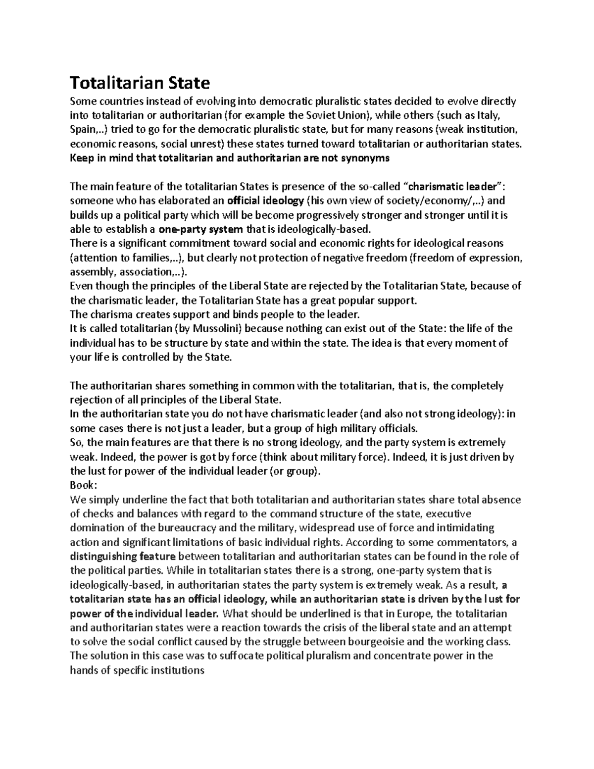 Totalitarian state - notes - Totalitarian State Some countries instead ...