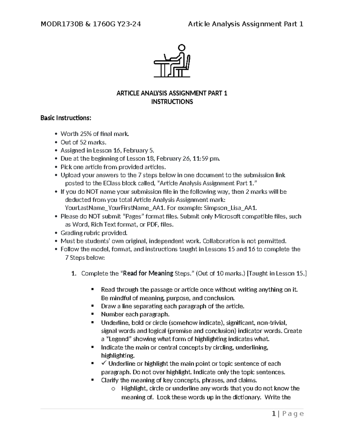AA1 Instructions - article analysis 1 - MODR1730B & 1760G Y23-24 ...