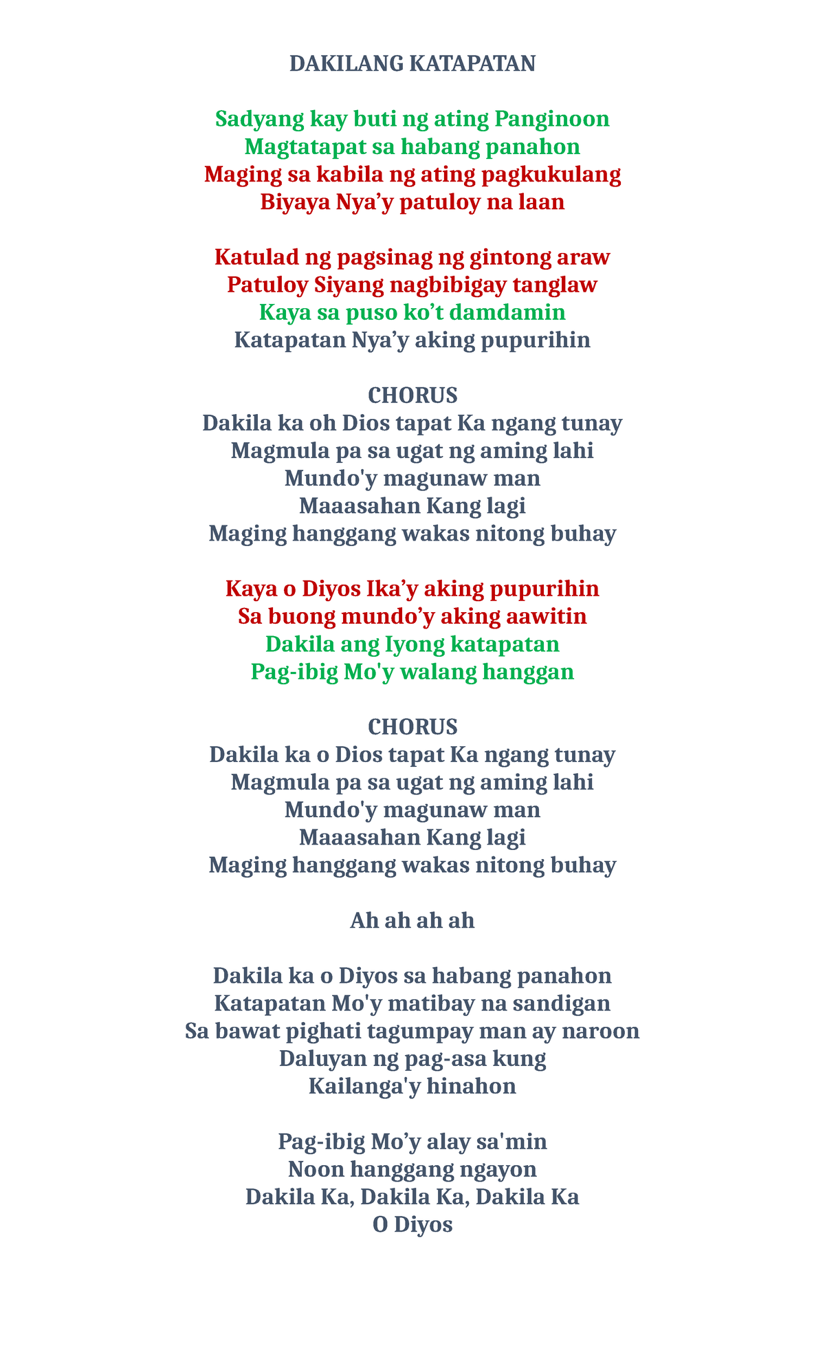 Dakilang Katapatan - ... - DAKILANG KATAPATAN Sadyang kay buti ng ating ...