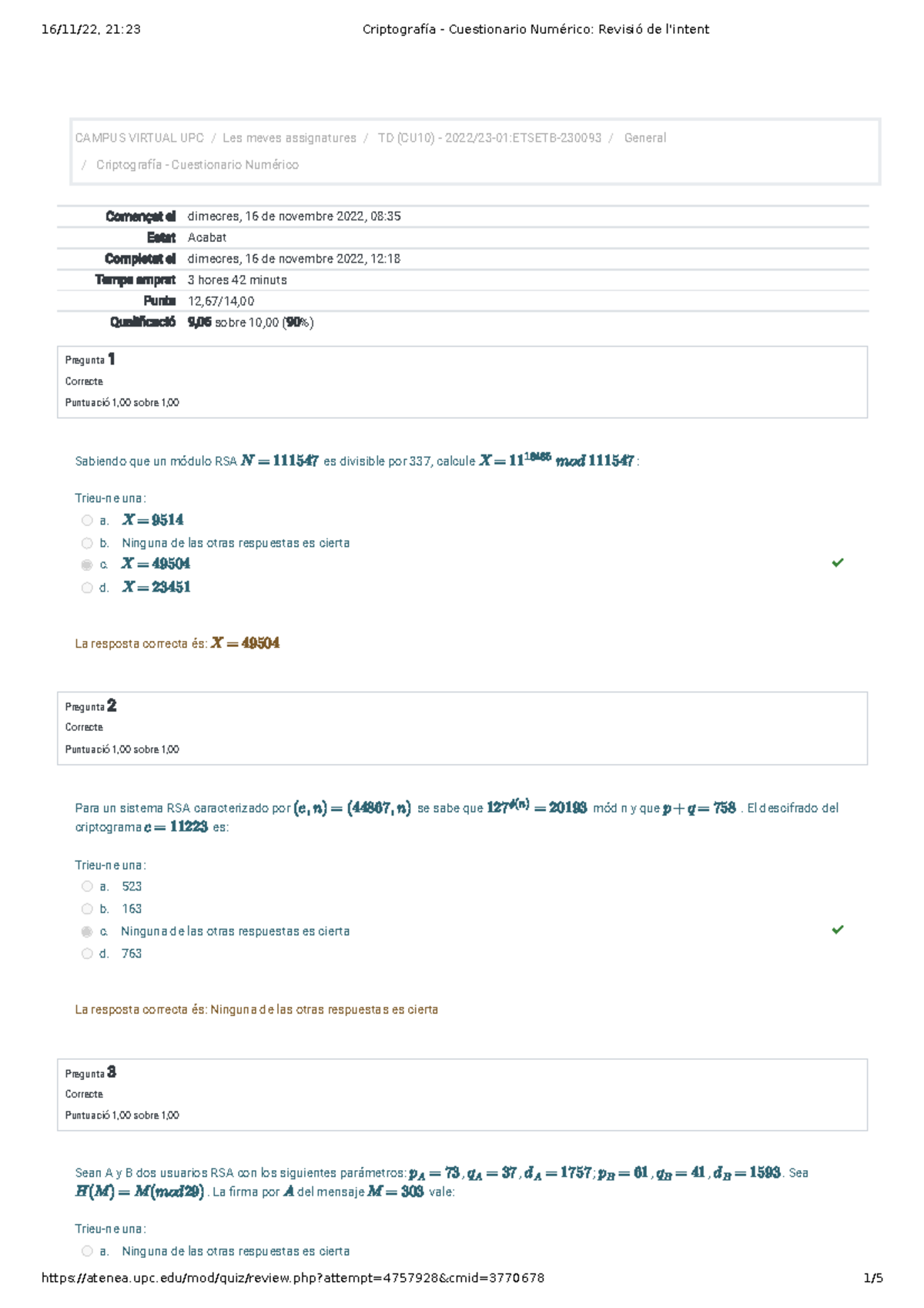 Criptografía - Cuestionario Numérico - CAMPUS VIRTUAL UPC Les meves ...