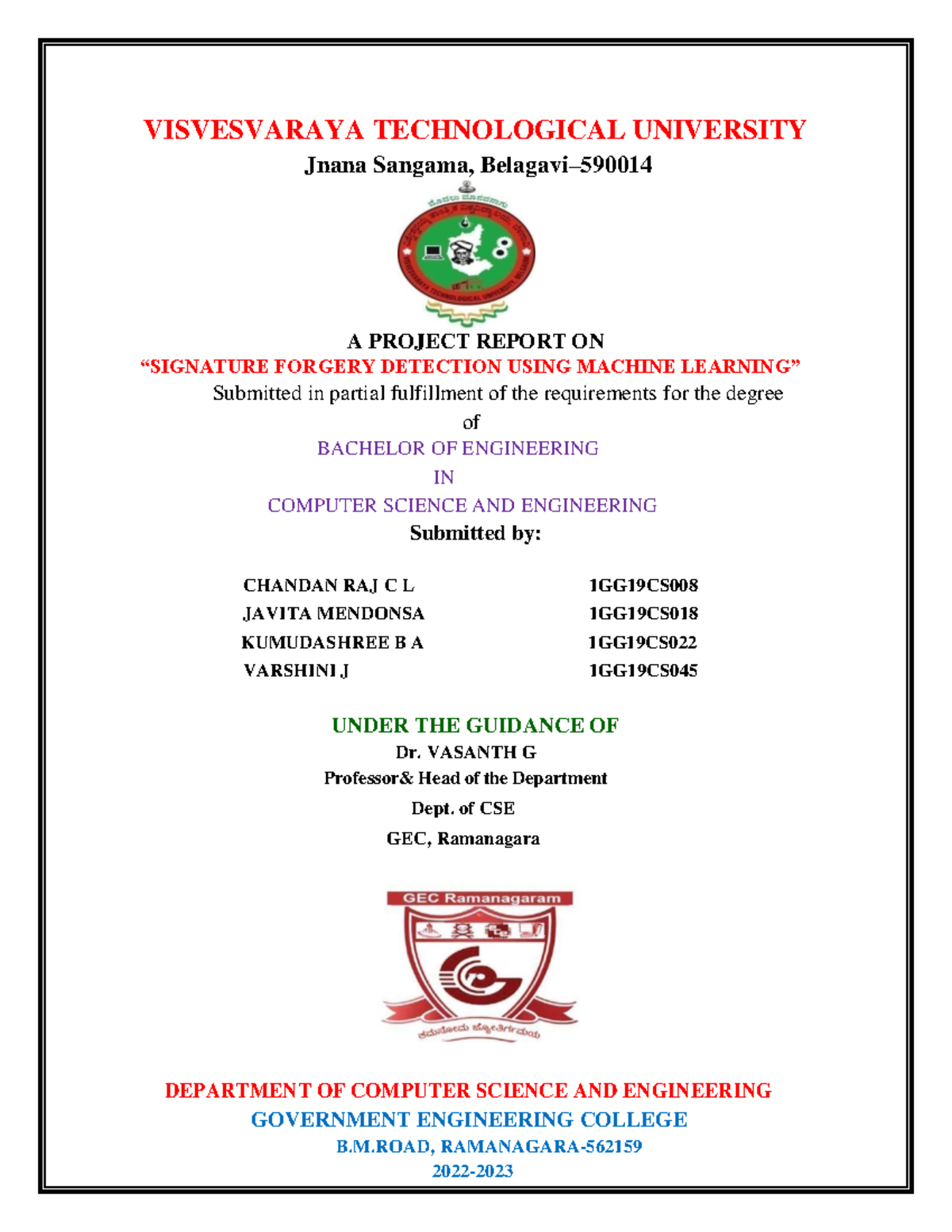 Report-1 - Project report - VISVESVARAYA TECHNOLOGICAL UNIVERSITY Jnana ...