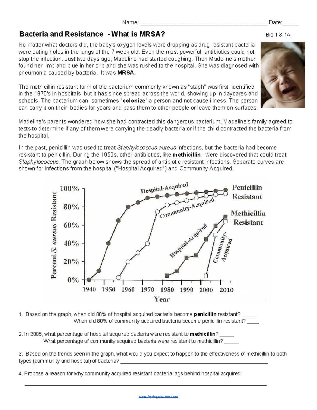 Case Study MRSA (Bio 1) - is a worksheet - Name: ________________________________________ Date ...