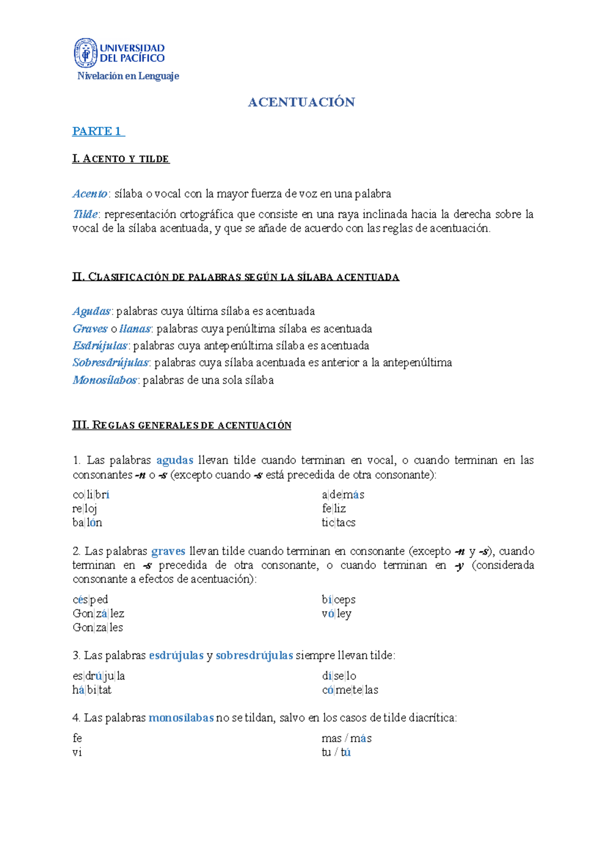 1 Acentuación - hihihi. - ACENTUACIÓN PARTE 1 I. ACENTO Y TILDE Acento ...