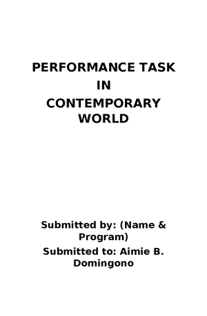 Final Performance TASK IN Contemporary World-ATMT 1 - FINAL PERFORMANCE ...