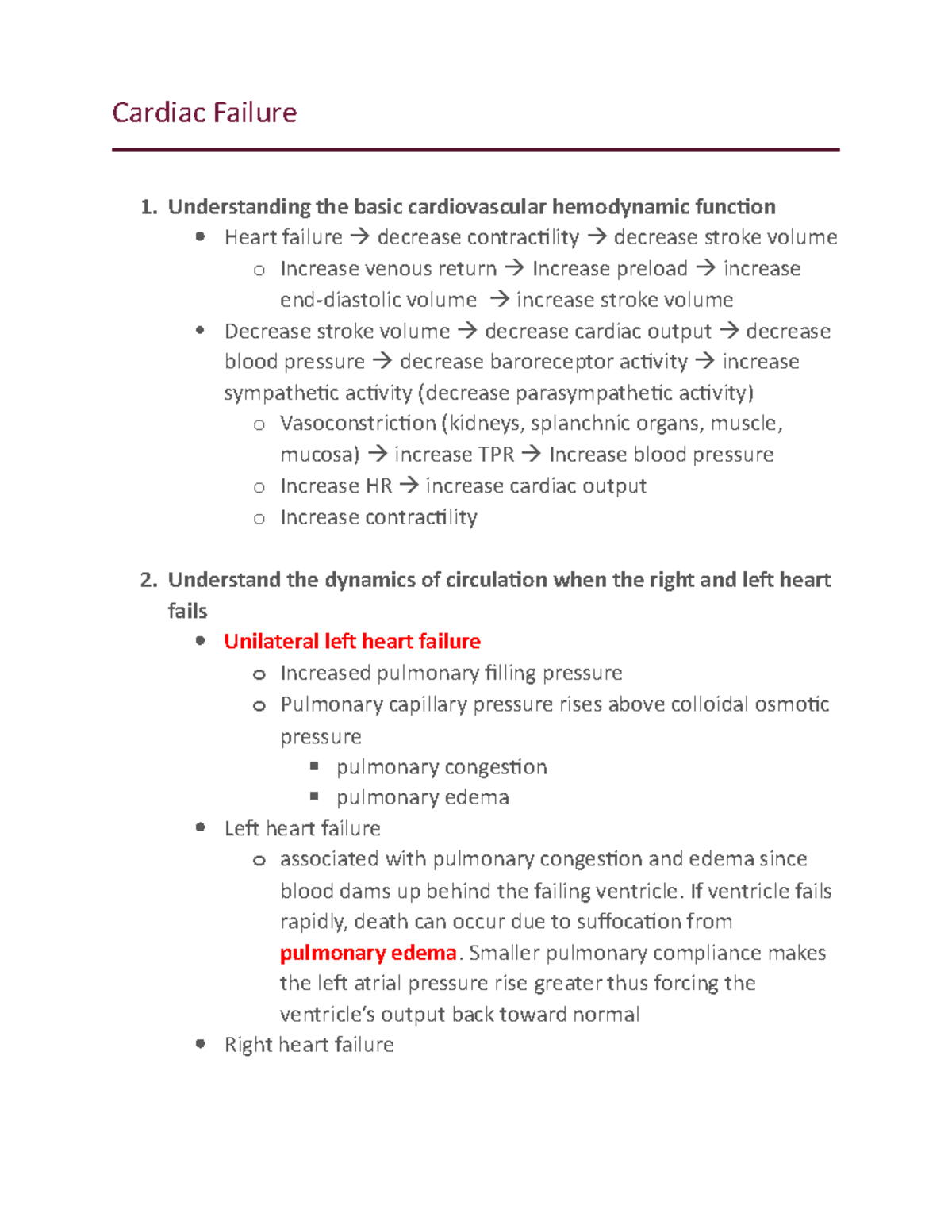 Cardiac Failure - Understanding the basic cardiovascular hemodynamic ...